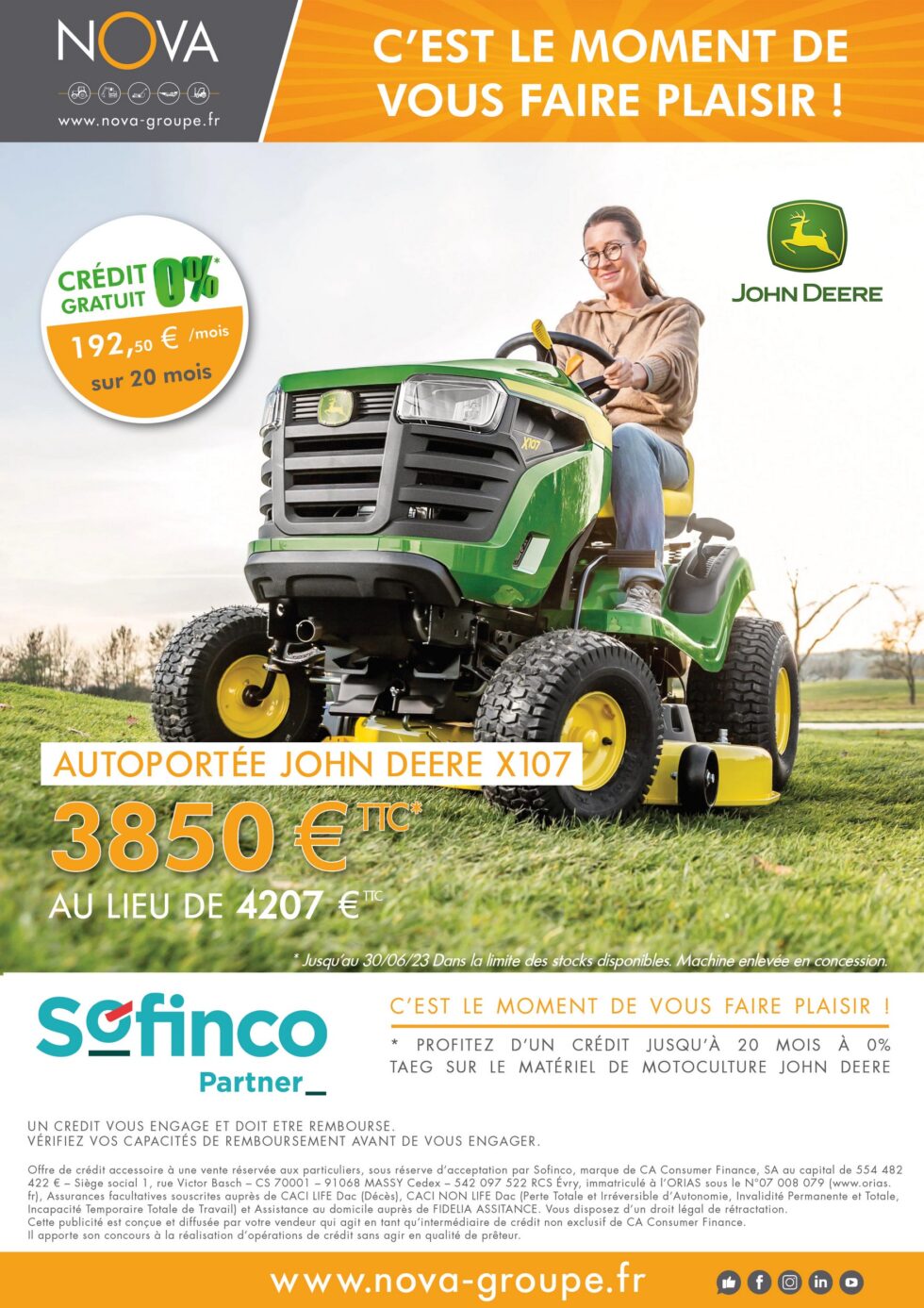 Promotion sur la tondeuse JOHN DEERE X107 Stock limité